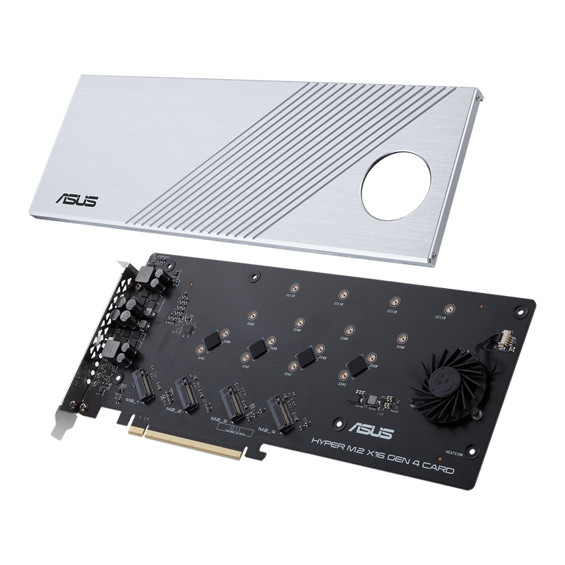 Adapter ASUS Hyper M.2 x16 Gen 4 Card (PCIe 4.0/3.0) supports four NVMe ...
